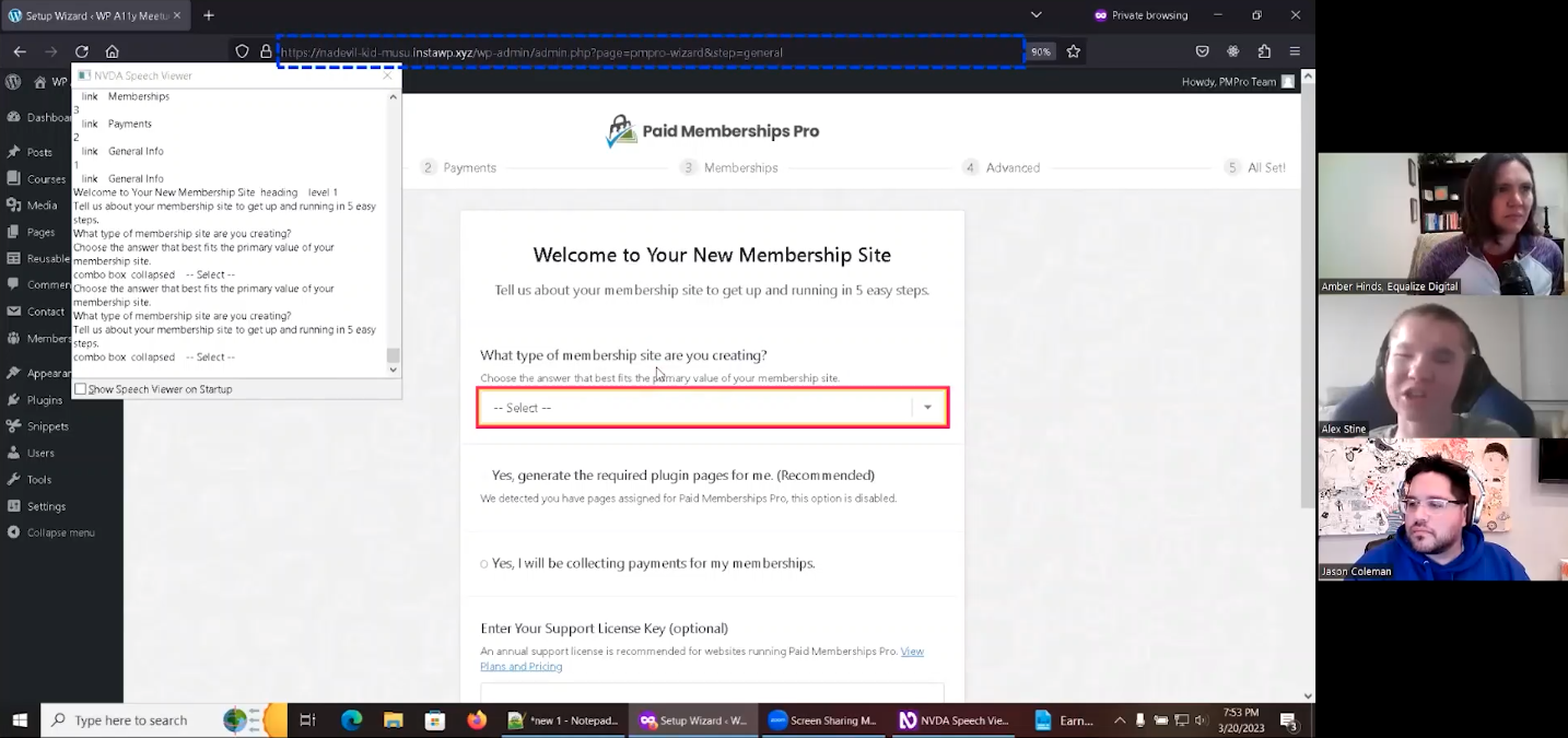 Paid Memberships Pro Plugin Accessibility Audit: Alex Stine and Amber Hinds - Equalize Digital